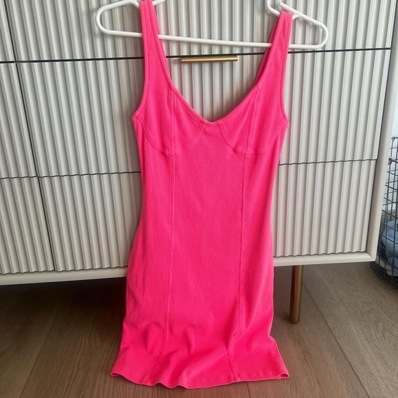 aerie | Dresses | Hot Pink Ribbed Dress New With Tags | Poshmark